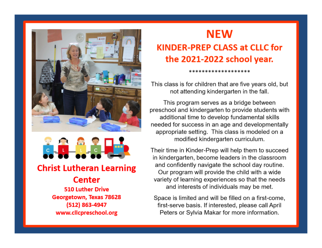 Kinder-Prep Class - Christ Lutheran Learning Center